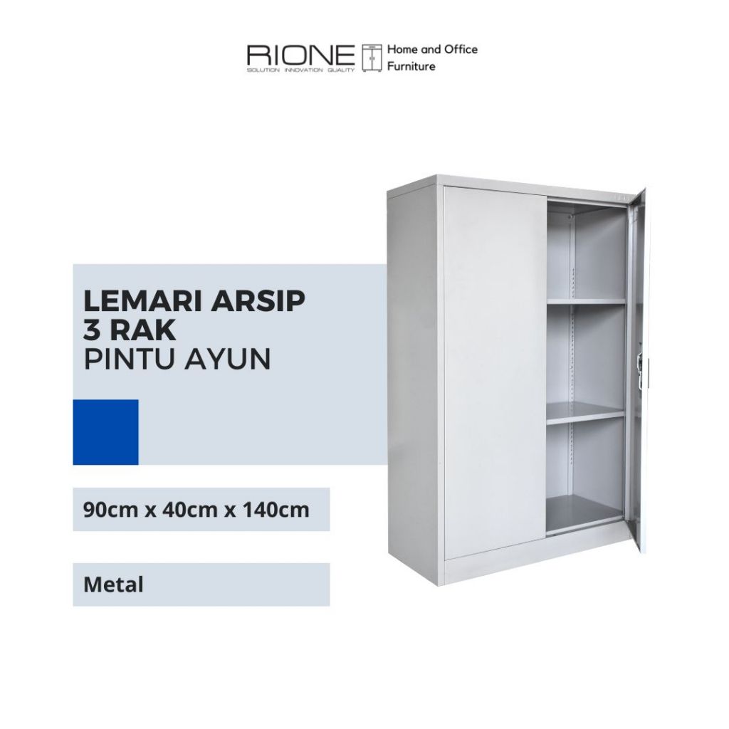 Jual RIONE Lemari Besi 3 Rak Pintu Ayun AD022 | Shopee Indonesia