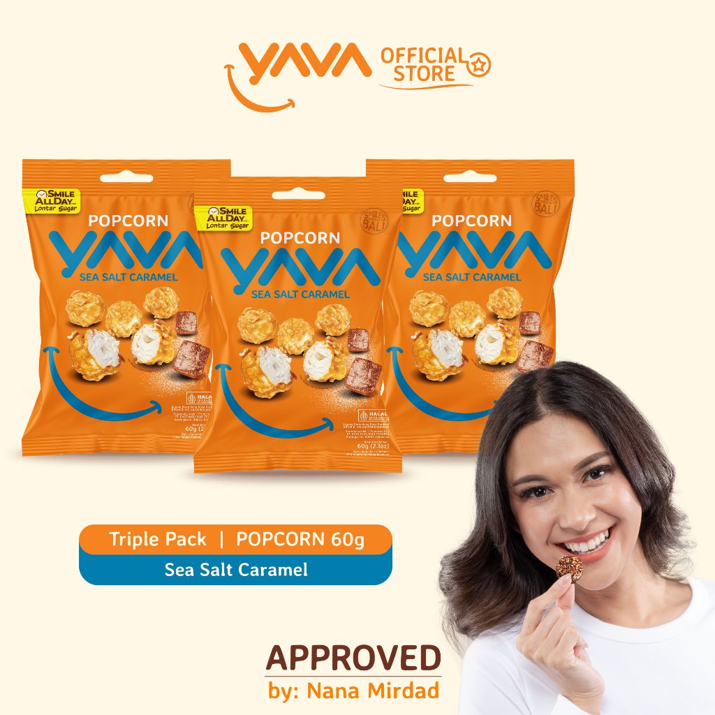Jual YAVA Triple Pack Popcorn Sea Salt Caramel (3 x 60g) | Shopee Indonesia