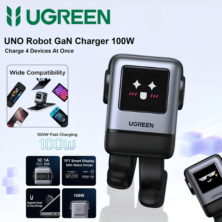 Jual UGREEN Wall Charger Robo GaN Nexode Mini 65W 100W Display USB Type ...