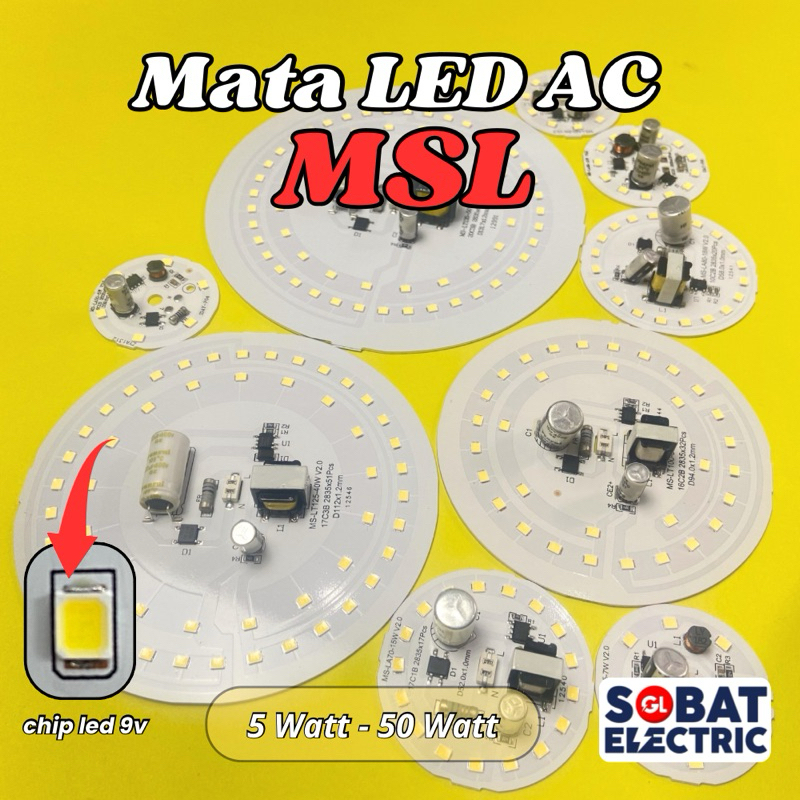 Jual PCB LED AC Kode MSL - Mata Lampu AC Langsung Listrik All Watt ...
