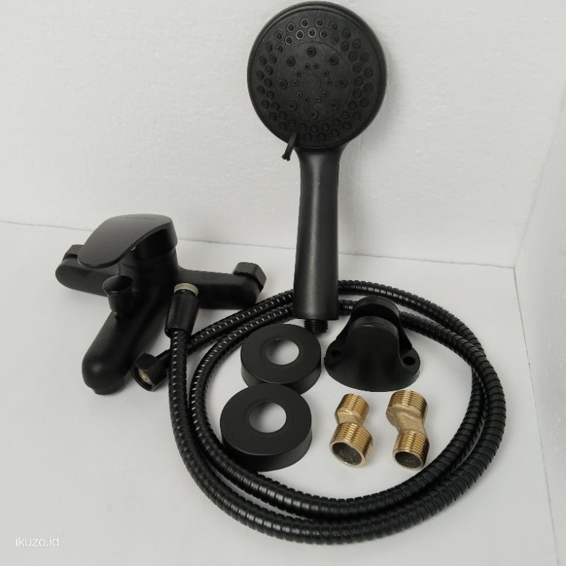 Jual Komplit Keran Bathtub Hitam Kran Mixer Panas Dingin Keran Shower ...