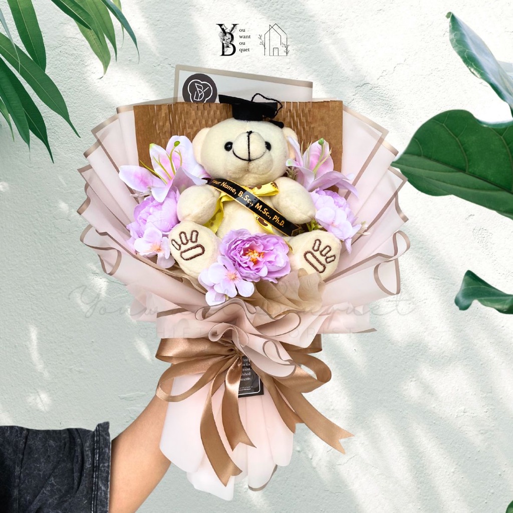 Jual Buket Wisuda Boneka bunga premium artificial 5 tangkai free ucapan ...