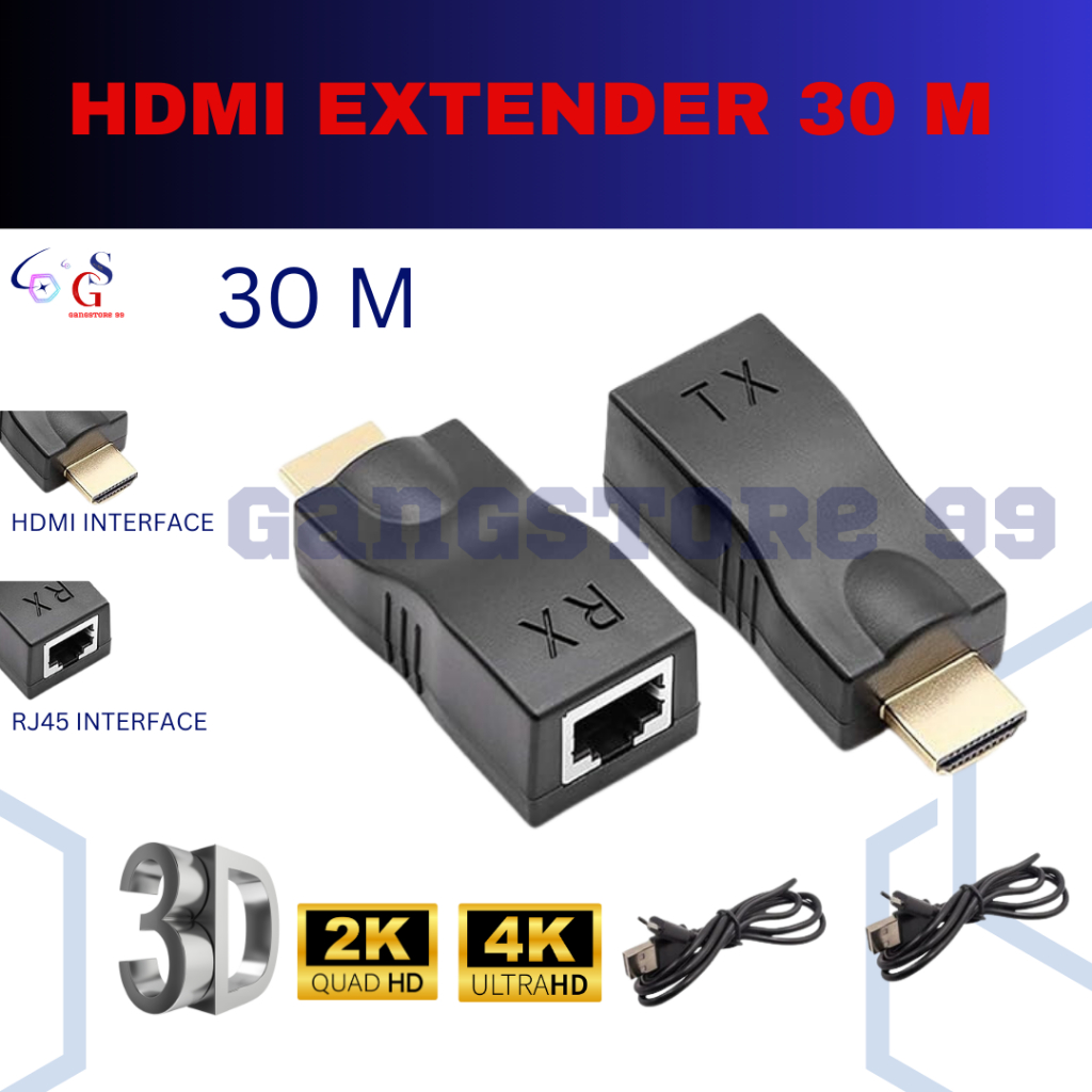 Jual HDMI Extender 30M, Cable Supports 3D HDMI Lan Adapter - HDMI Extender By Cat 5e - CAT 6 ...