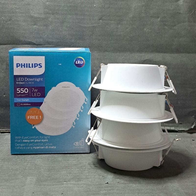 Jual PHILIPS downlight led eridani multipack 7 Watt ( paket lampu isi 4 ) DL190B - PUTIH ...