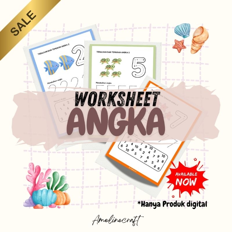 Jual PRINTABLE WORKSHEET ANGKA (12 LEMBAR) | Shopee Indonesia