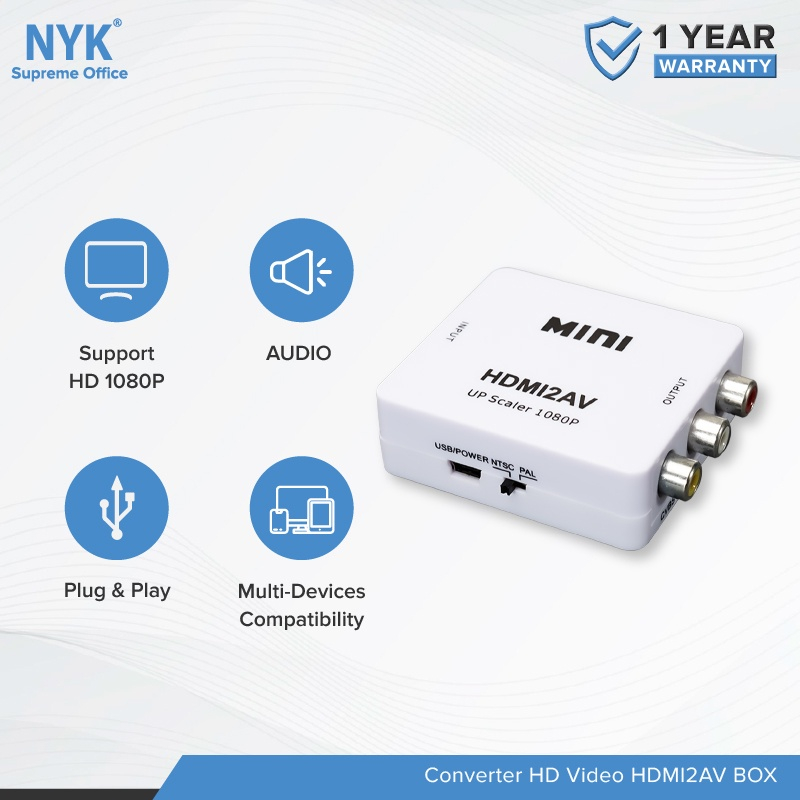 Jual NYK Converter HDMI Input to AV RCA Output Box 1080p | Shopee Indonesia