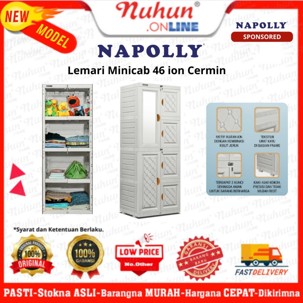 Jual Napolly Lemari Plastik 46 Ion Cermin | Shopee Indonesia