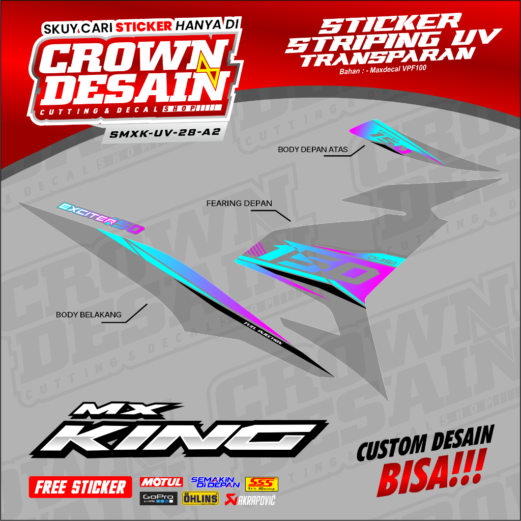 Jual Striping Stiker MX King 150 Transparan Racing Stiker Satu Set MX ...