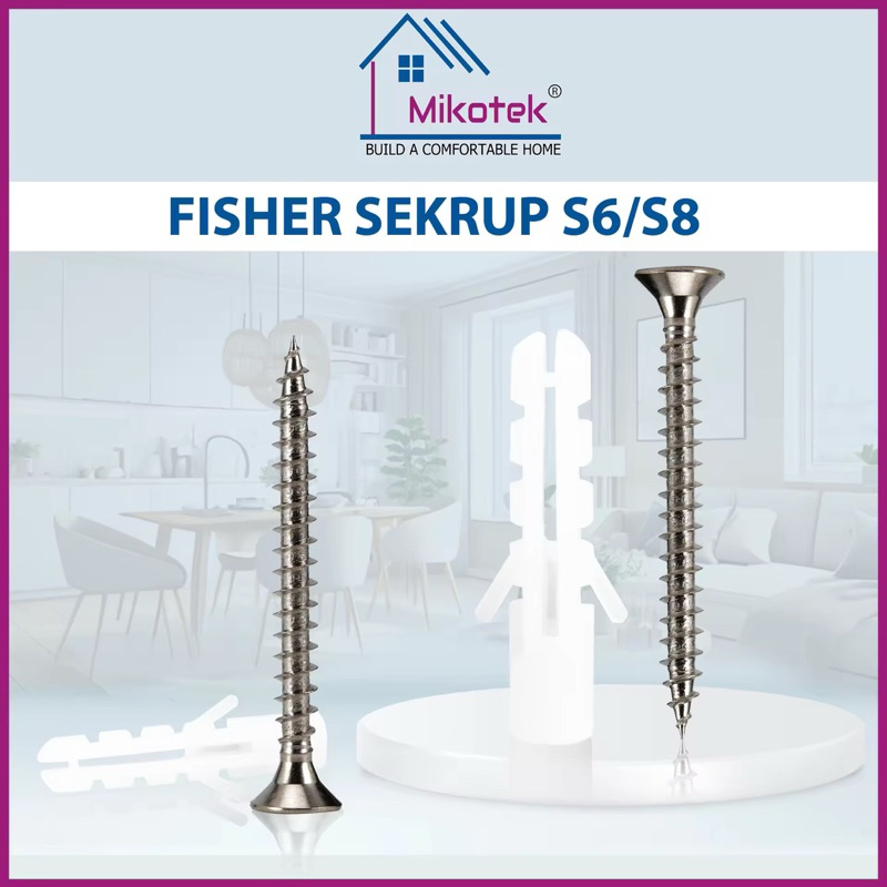 Jual Mikotek - Fischer Sekrup / Fiser Sekrup Baut Dinding 1 kotak Isi 50 Set | Shopee Indonesia