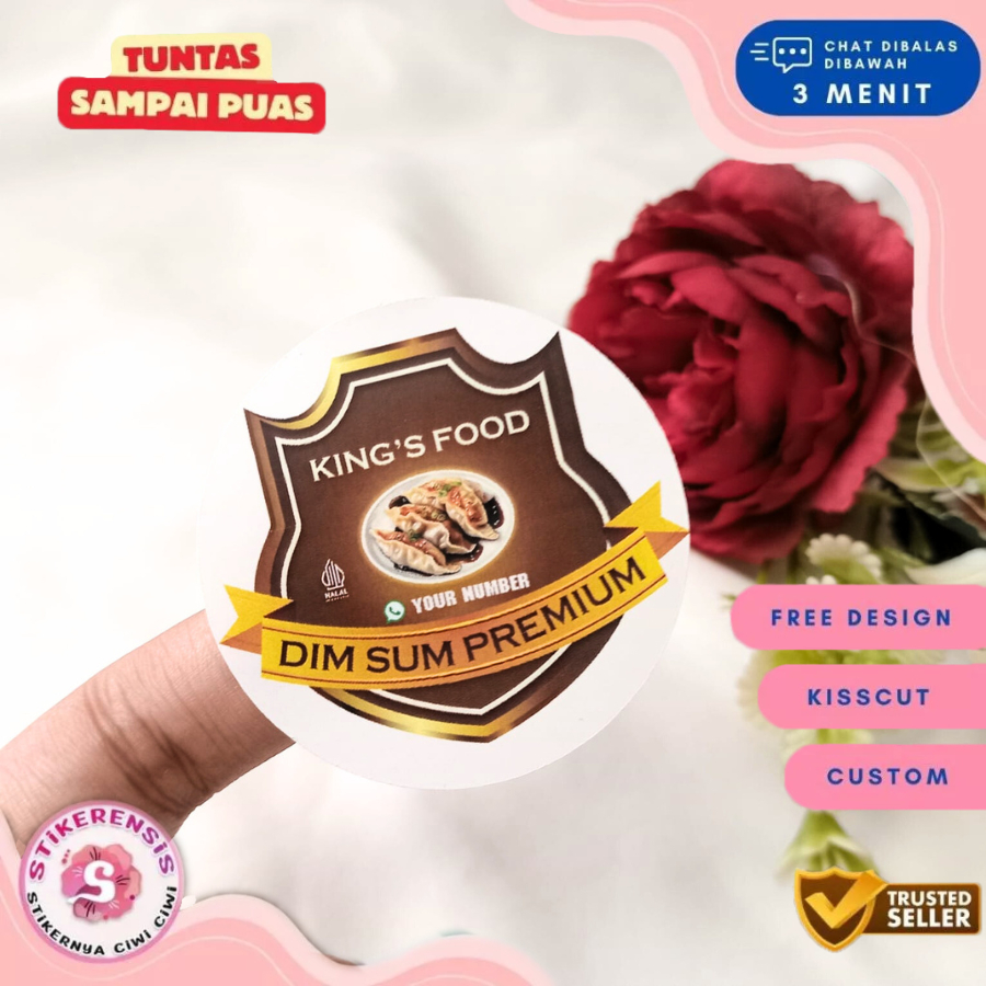 Jual 2-4 Cetak Sticker Makanan Dimsum Free Desain Custom Label Stiker ...