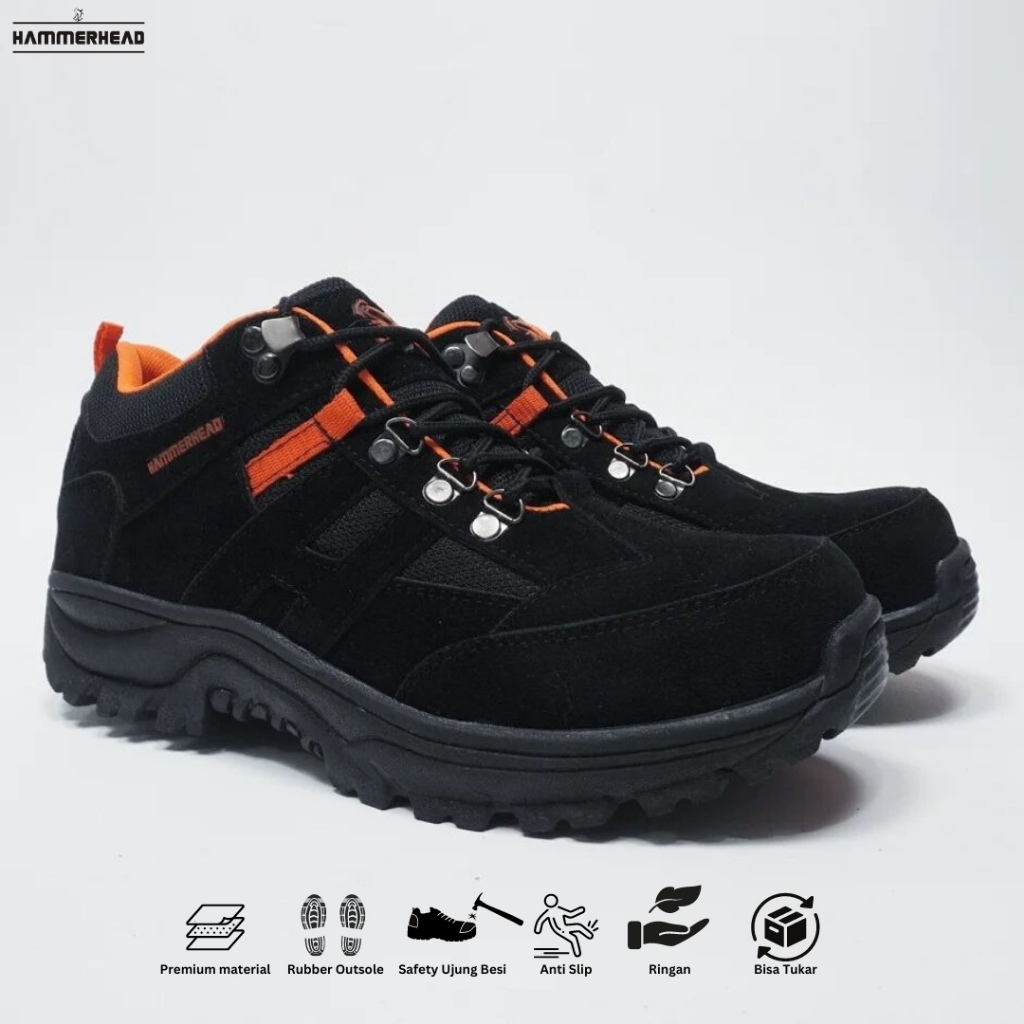 Jual Hammerhead Sepatu Safety Boots Ujung Besi Hiking Working Low Cut ...