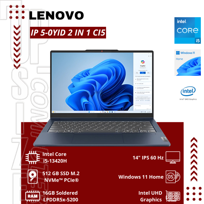Jual Lenovo IP5 2 in 1 0YID i5 13420H/16GB/512GB SSD/14" WUXGA Touch ...