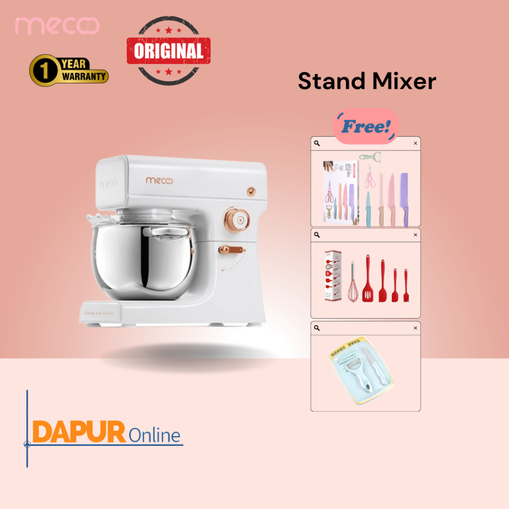 Jual Mecoo Aesthetic Premium Stand Mixer 6 Liter Smart LED Silent Motor ...