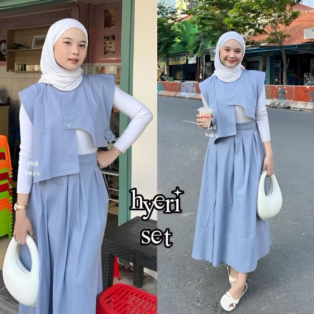Jual Hyeri Set Rompi Linen Setelan Wanita Kekinian Outfit Set Korean ...