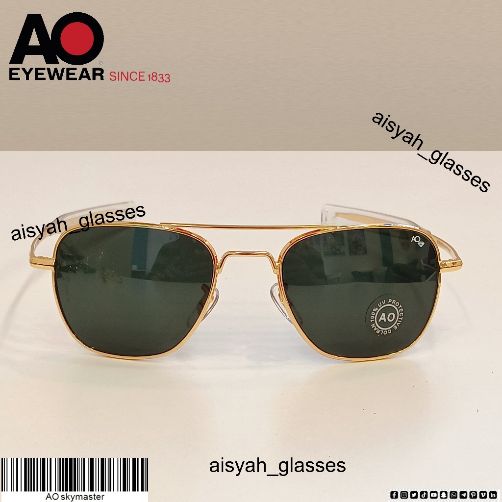 Jual kacamata klasik pilot ao american optical usa, kaca hitam frame ...