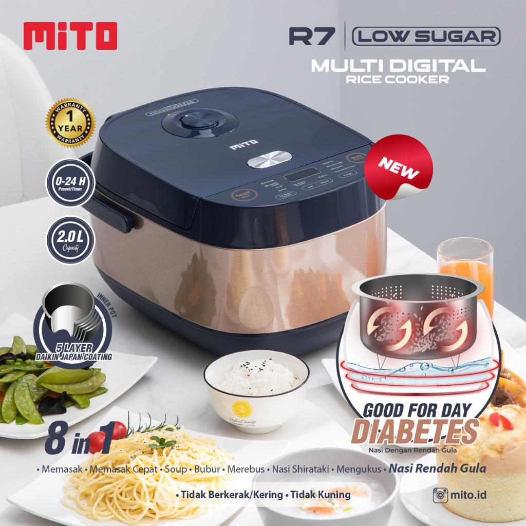 Jual MITO RICE COOKER DIGITAL DIABETES R7 (Penanak Nasi Diabetes 2 ...