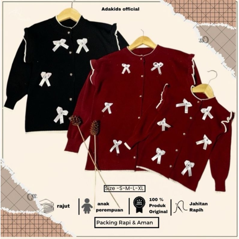 Jual Popy Cardigan Rajut Wanita Pita Couple Ibu Dan Anak Outer | Shopee Indonesia