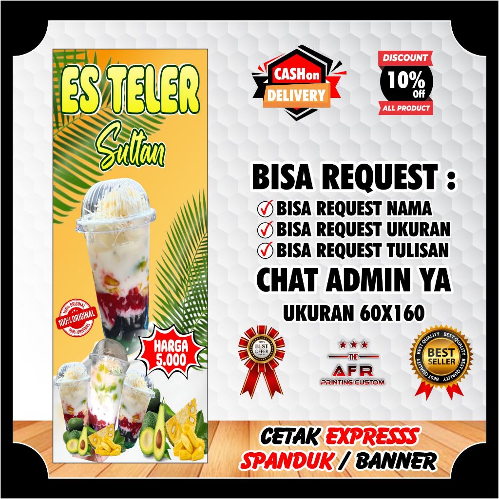 Jual Banner Berdiri Spanduk Es Teler Sultan. Banner Es Teler Sultan ...