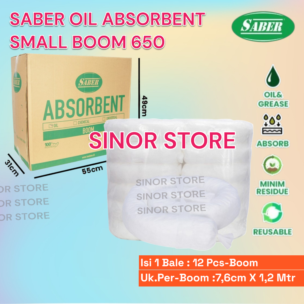Jual OIL Absorbent Small BOOM 650 SABER Penyerap Tumpahan Minyak ...