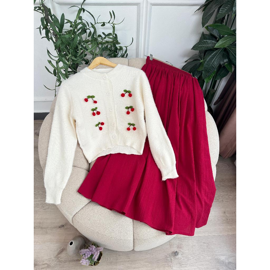 Jual Zaza Cardi Chery Set Manda Skirt | Shopee Indonesia