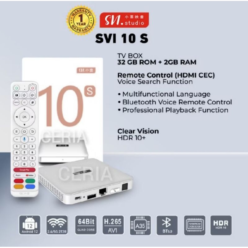 Jual ANDROID TV BOX SVICLOUD 10S RAM 2GB / ROM 32GB 2.4/5GHZ ANDROID 12 ...