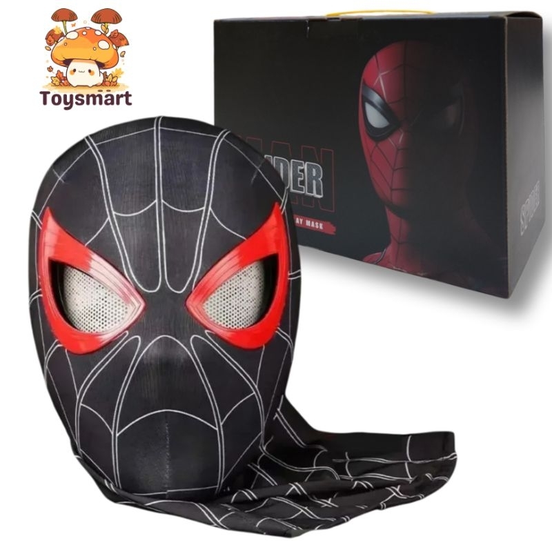 Jual Topeng Spiderman Hitam Black Full Face Mata Kedip Super Hero ...