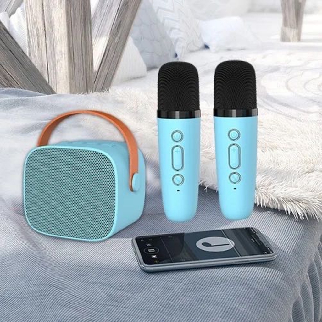 Jual Speaker Music Box Bluetooth Karaoke 2 Mic Rechargeable P2 Output ...