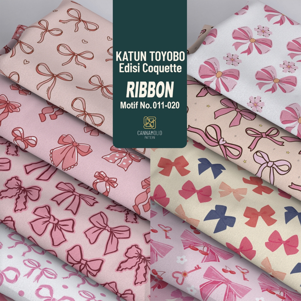 Jual Kain Toyobo Motif Pita Coquette Pink Bow | Lebar 145 cm | RIBBON ...