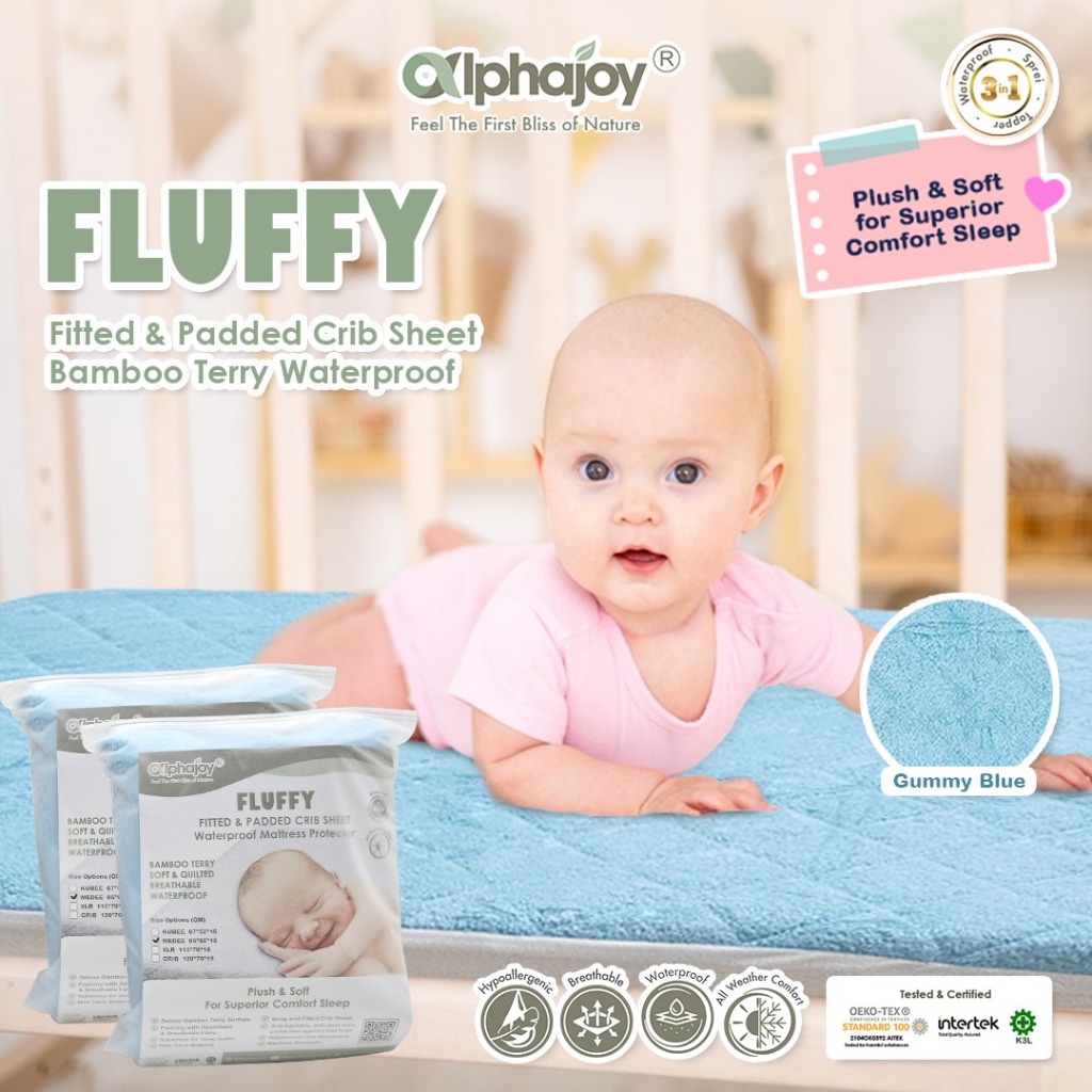 Jual Sprei Bayi Alphajoy FLUFFY Bamboo Terry Waterproof Fitted Padded ...