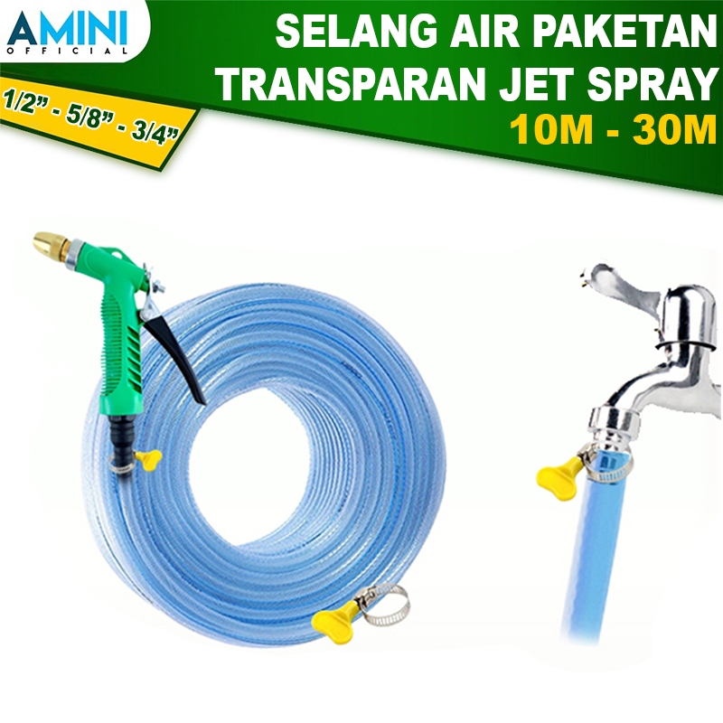 Jual AMINI Paketan Selang Air 30 Meter 1/2 5/8 3/4 Inch Semprotan Air ...