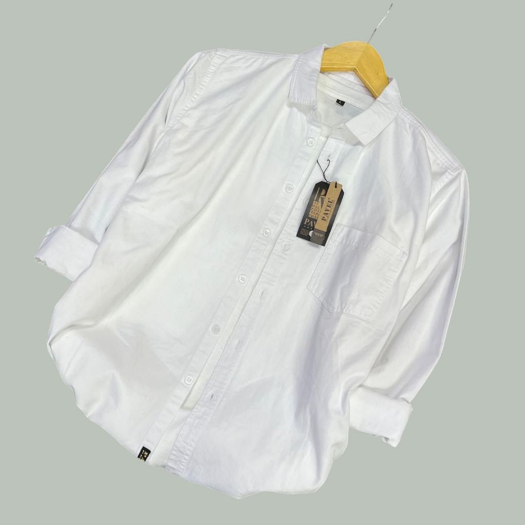 Jual Kemeja Kerah Jumbo Hitam Putih M - XL Kemeja Basic Kemeja Polos ...