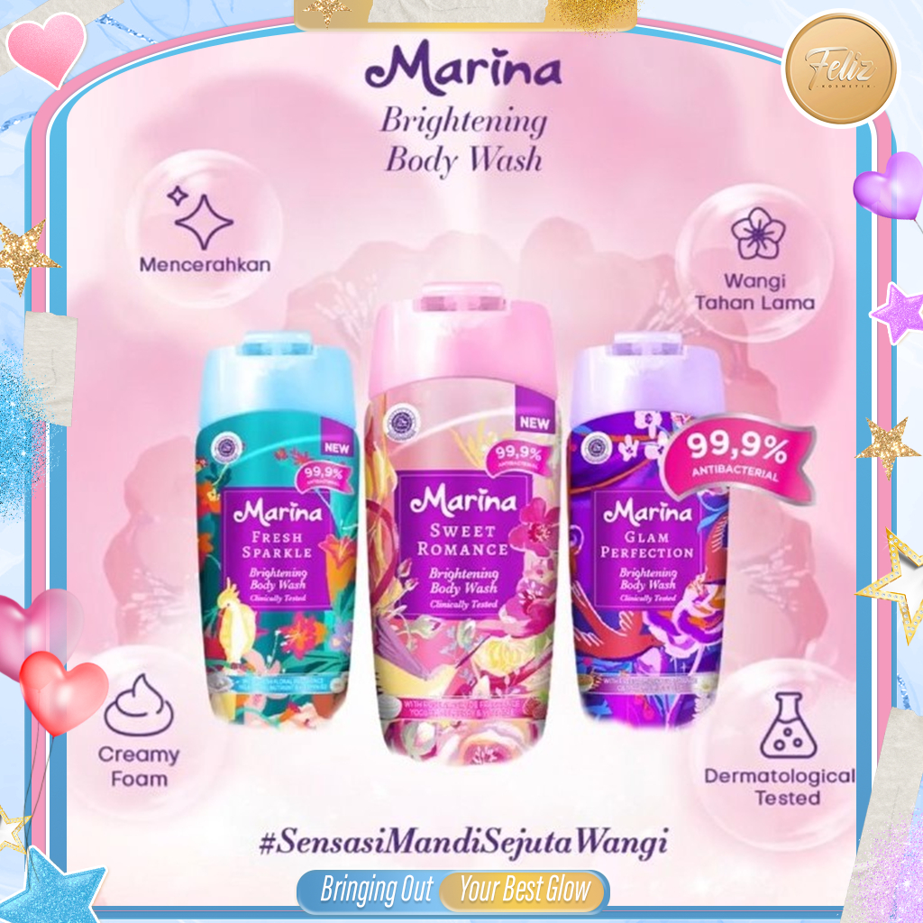 Jual * FELIZ * MARINA Brightening Body Wash 95ml | Shopee Indonesia