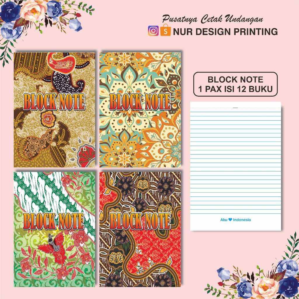 Jual Block Note A5 Batik 1 Lusin isi 12 pc, souvenir, merchandise, dll | Shopee Indonesia