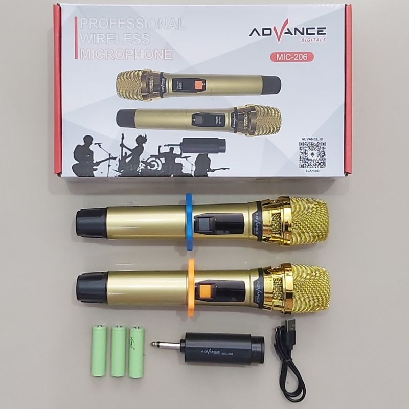 Jual ADVANCE Mic Wireless 206 Double Handle Microphone Tanpa Kabel ...