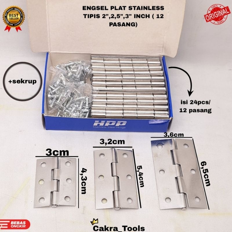 Jual ENGSEL PLAT STAINLESS TIPIS 2", 2.5", 3" INCH / ENGSEL TIPIS ...