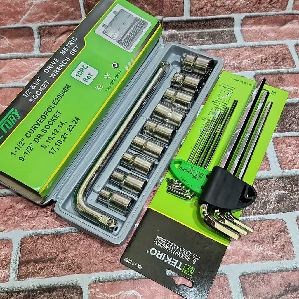 Jual Tekiro Hemat 2 Set / Kunci Shock Sok Set 10 Pcs 8 - 24mm + Kunci L ...