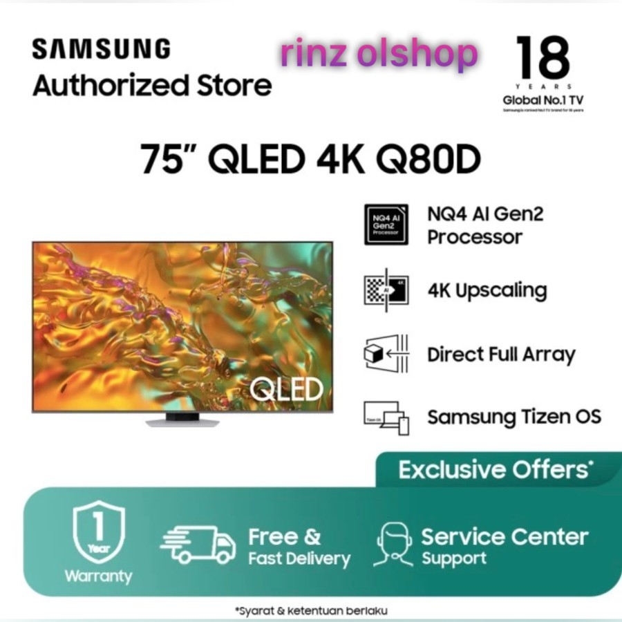 Jual Samsung 75Q80D / Q80D Qled 4K Uhd Tizen Os Smart Tv 75 Inch - Qa75Q80Dakxxd | Shopee Indonesia
