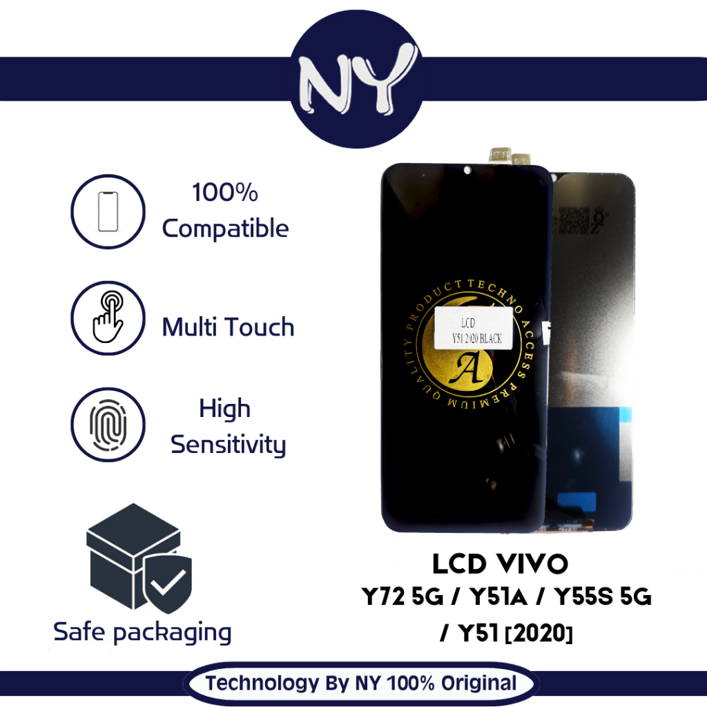Jual NY PREMIUM LCD VIVO Y72 5G / Y51A / Y55S 5G / Y51 2020 BLACK ...