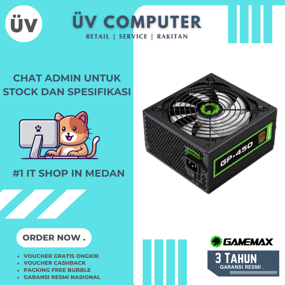 Jual Power Supply PSU Internal PC Komputer Gamemax Performance GP450 GP ...