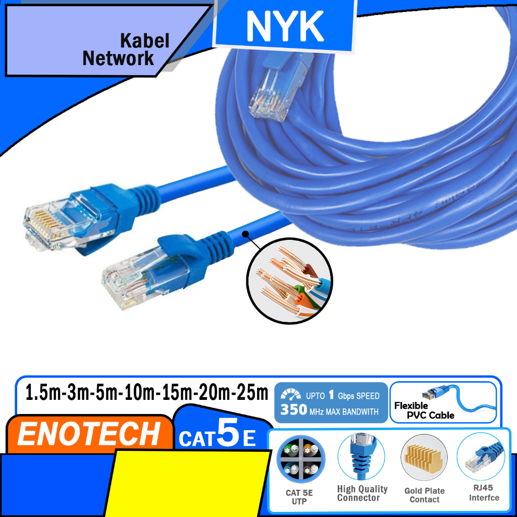 Jual NYK LAN cat5e Ethernet Network Cable / Kabel UTP 1.5M 3M 5M 10M 15M 20M 25M | Shopee Indonesia