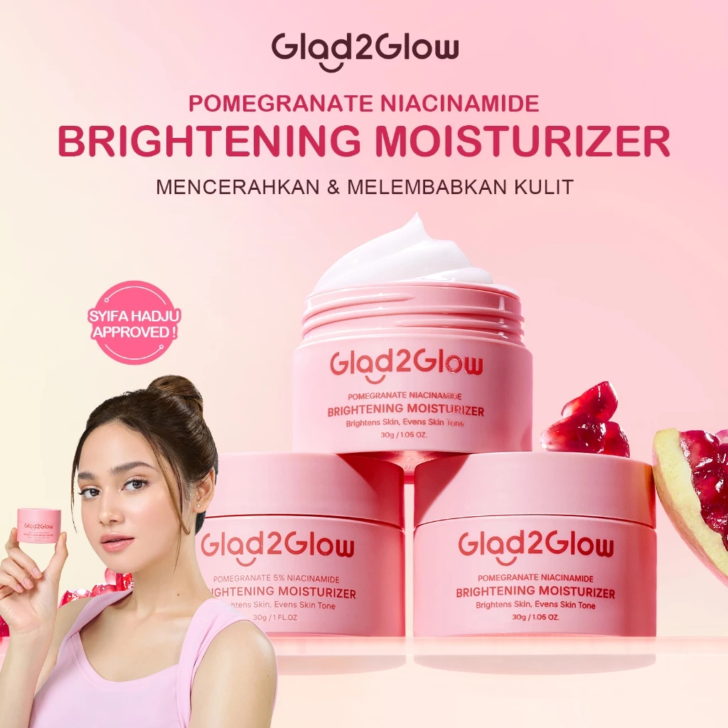 Jual GLAD2GLOW Pomegranate 5% Niacinamide Brightening Moisturizer ( 30g Whitening Glowing ...