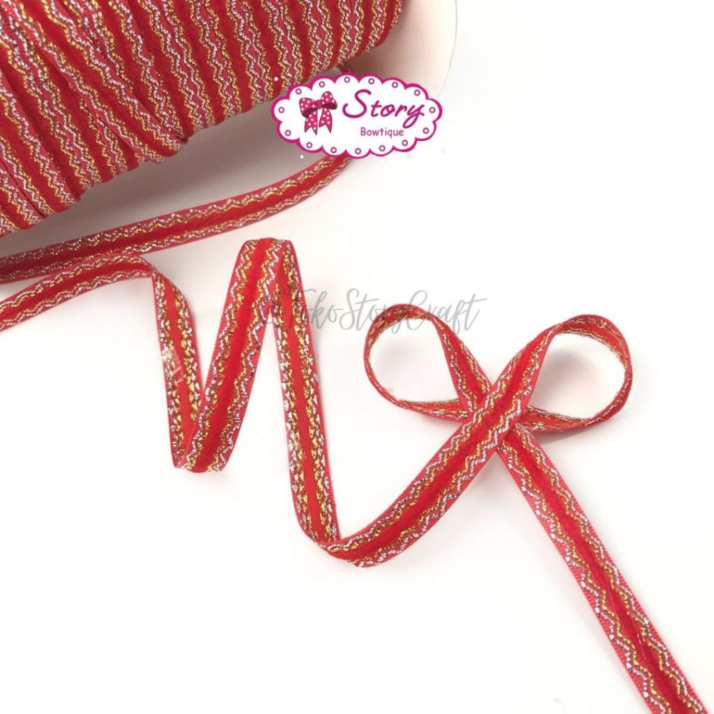 Jual 1 YARD - PITA TEMA IMLEK/PITA VELVET MOTIF GLITER / PITA KADO ...