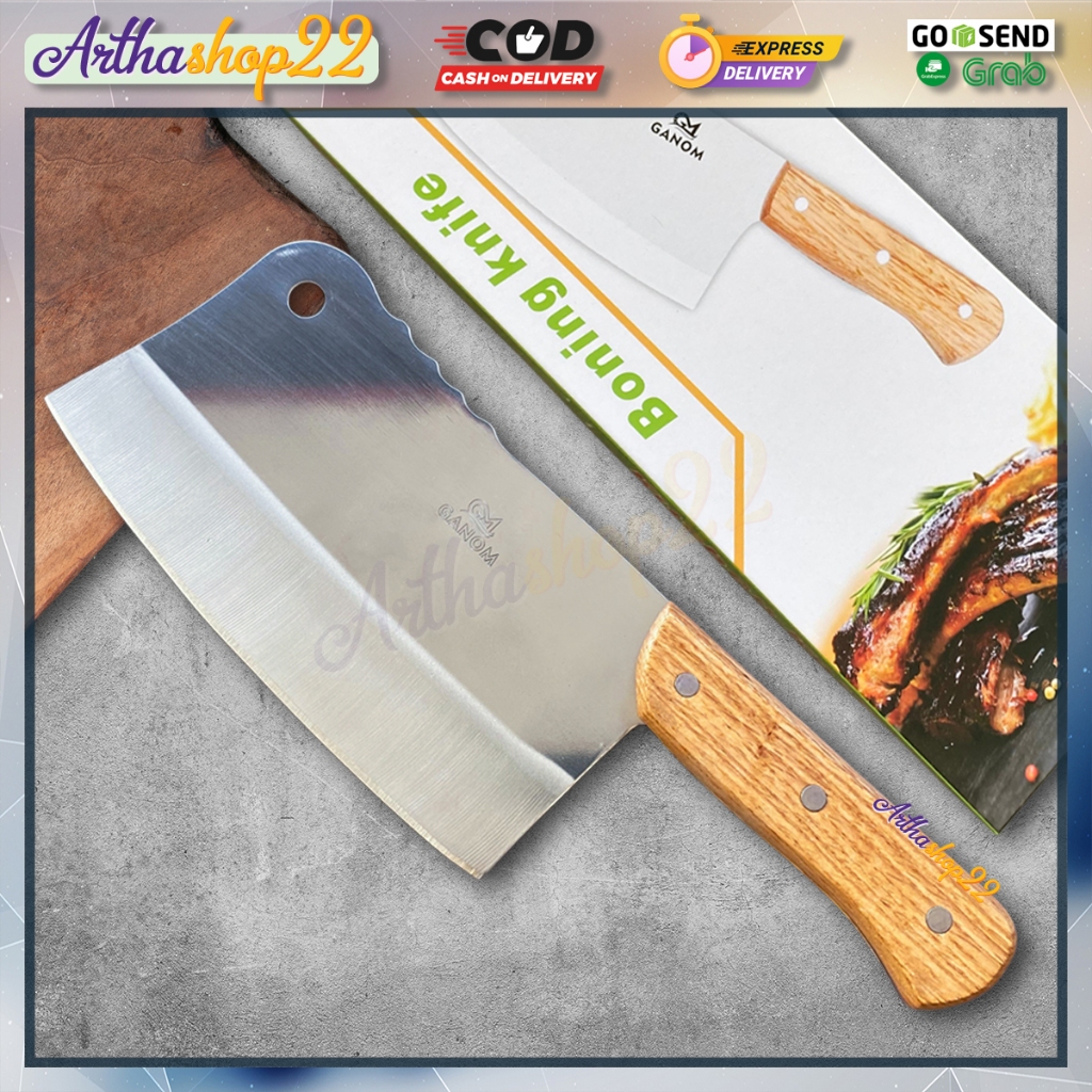 Jual Golok Daging Jumbo Tebal 3,5mm Gagang Kayu Asli Chinese Chef Knife ...