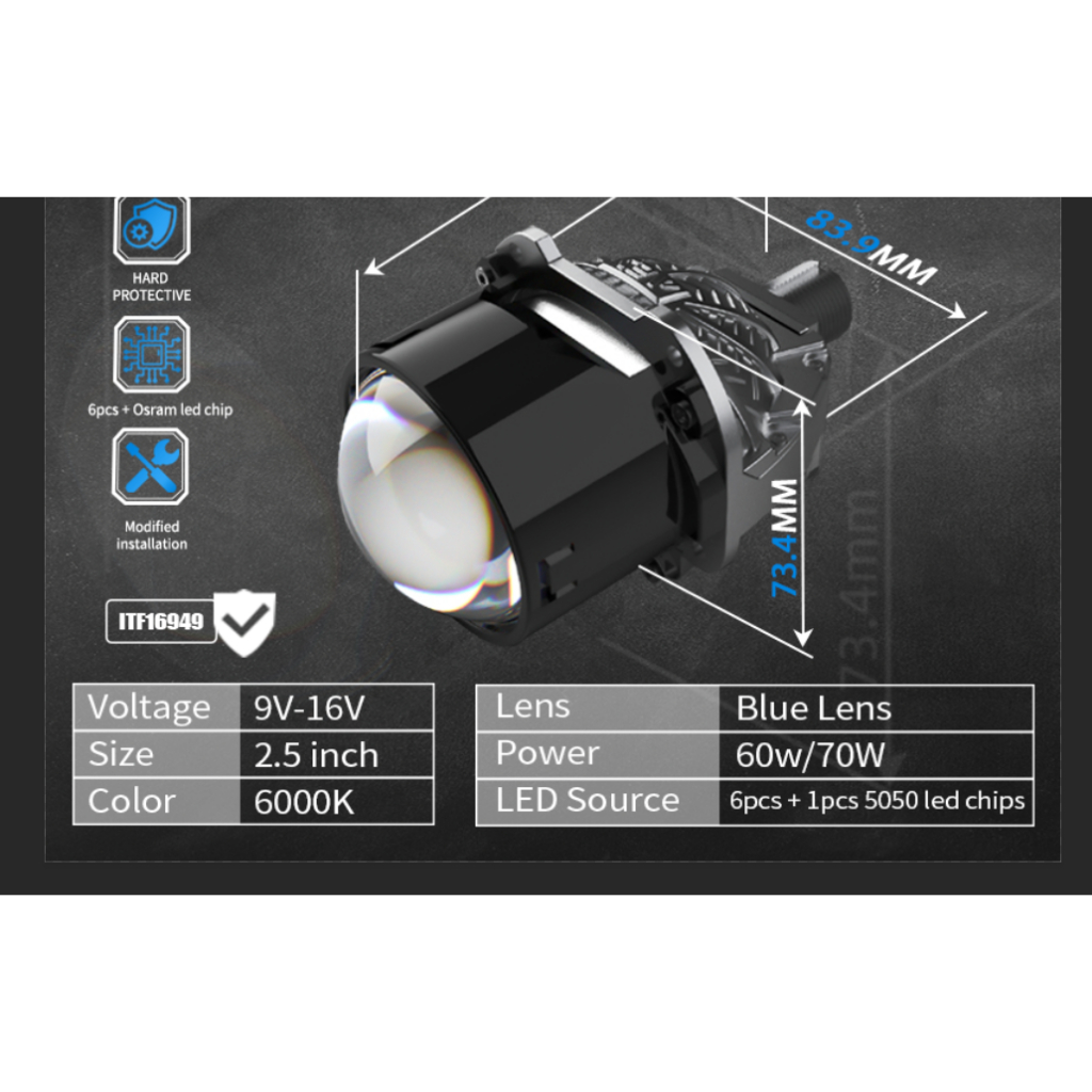Jual Bilens LED Projector Lens Biled Bi-led AES Turbo SE 2.5 Inch Non ...