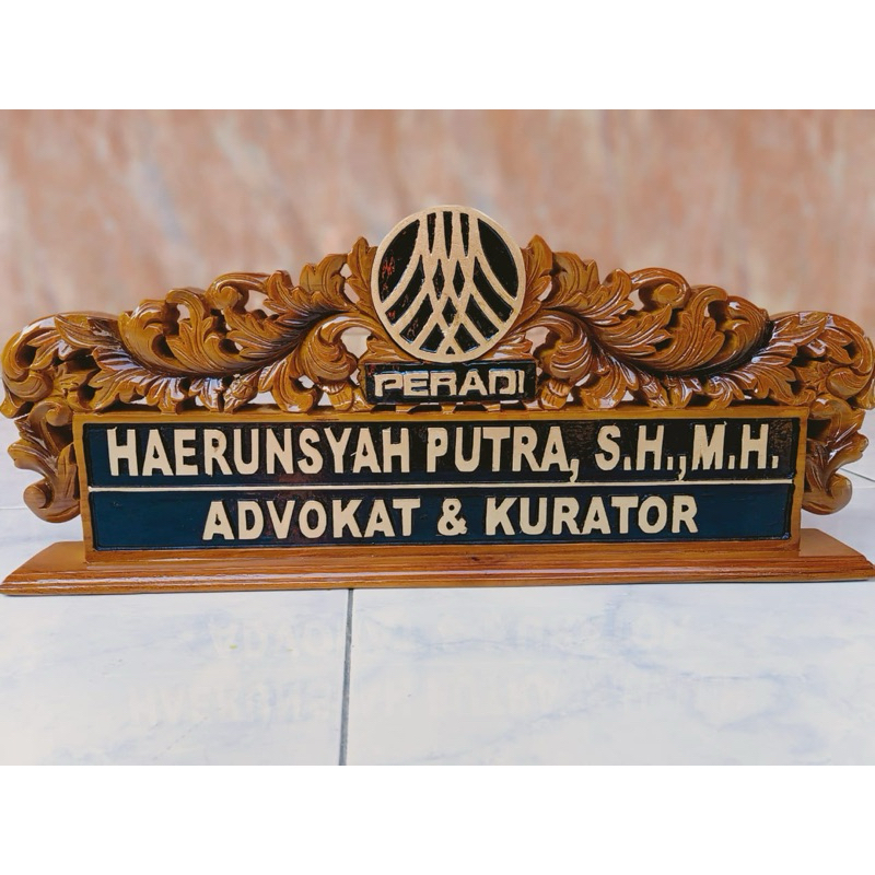 Jual Papan nama meja ukir / papan nama kayu jati | Shopee Indonesia