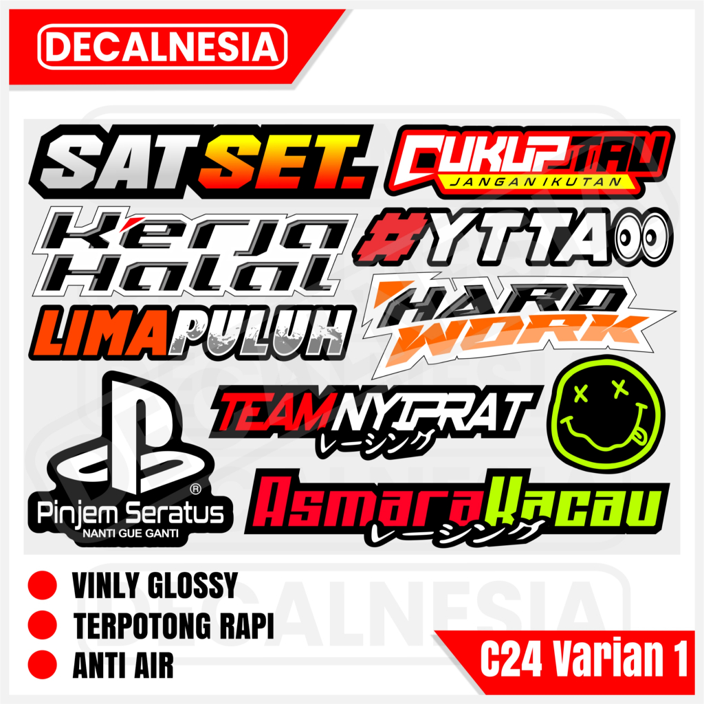 Jual Sticker Racing Pack Stiker Kata Viral Variasi Motor Helm Mobil ...