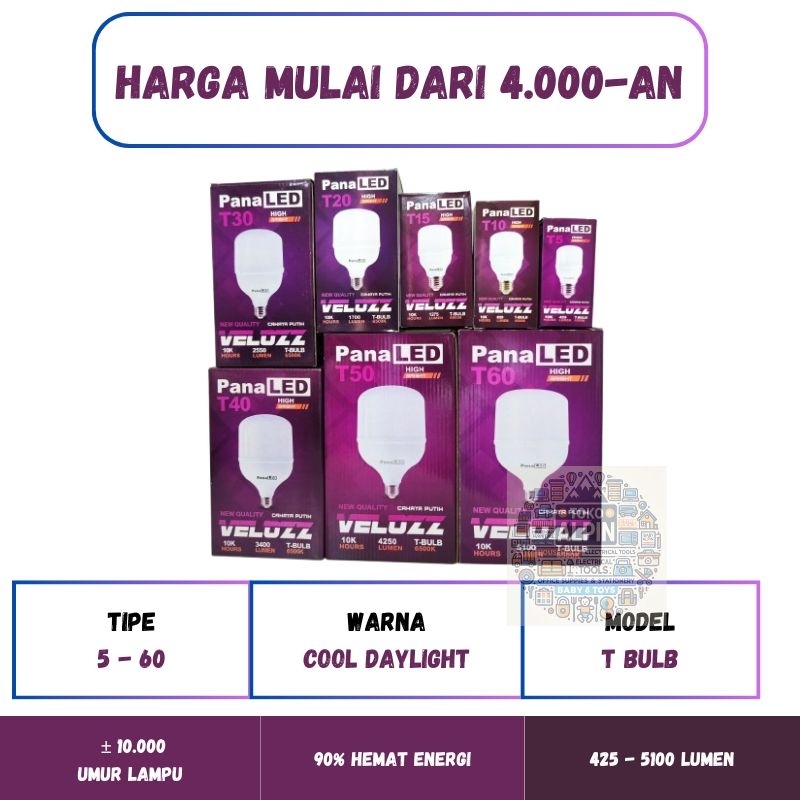 Jual Lampu LED Bohlam Bulat Panaled Veloz 5w 10w 15w 20w 30w 40w 50w ...