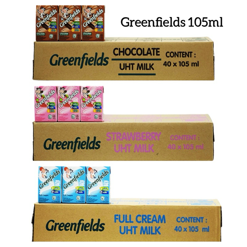 Jual Greenfields Susu UHT Chocolate/Strawberry/Full Cream 40 x 105 ml | Shopee Indonesia
