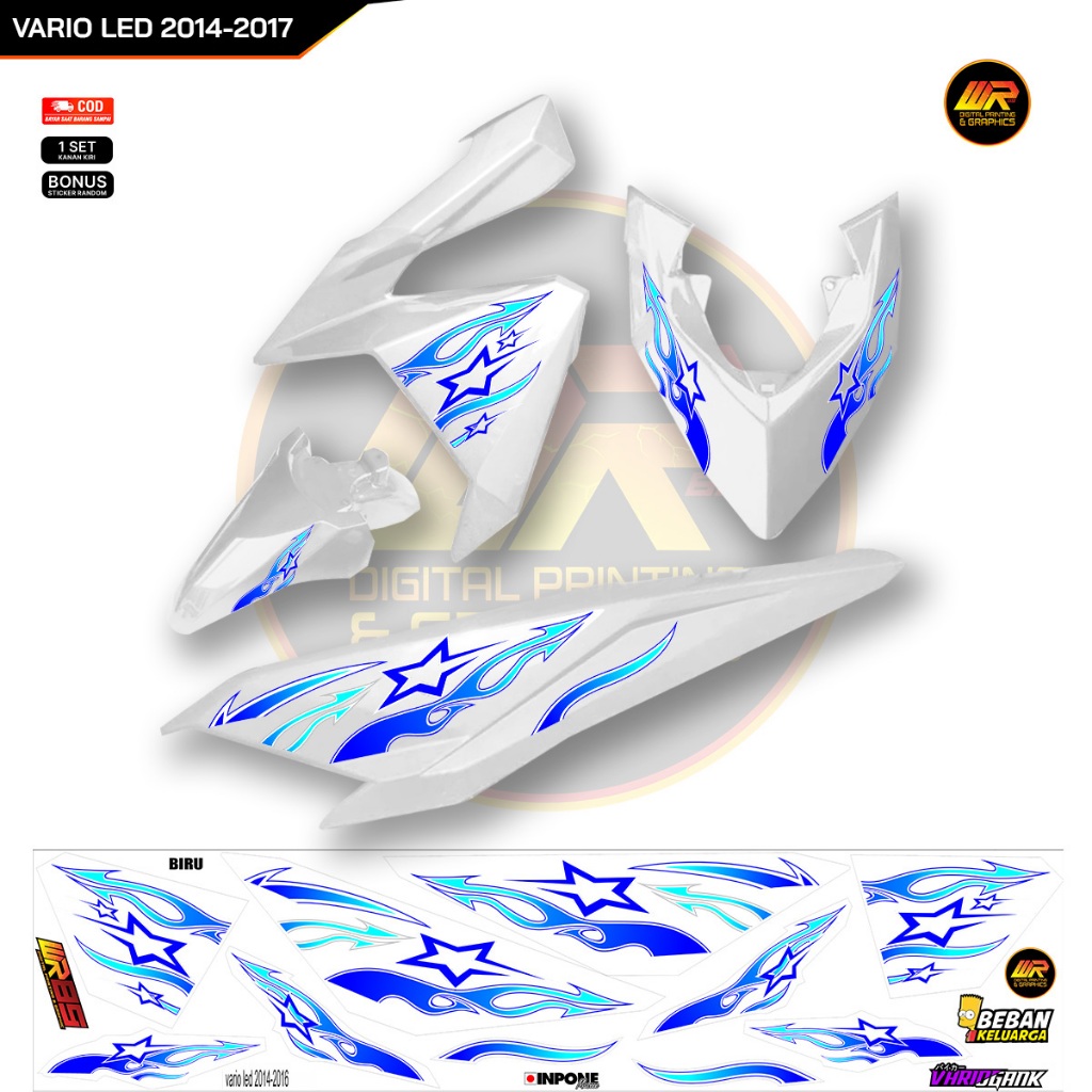 Jual Striping Vario Led 2014-2017 Polet Sticker Variasi Bintang Bahan Bening Sticker New Variasi ...