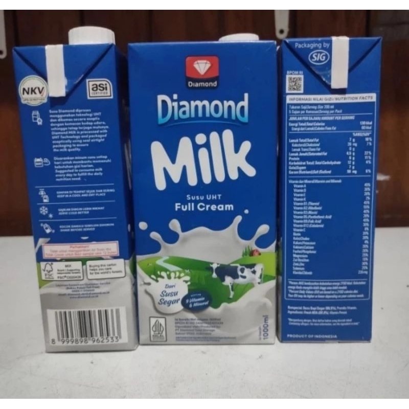 Jual Susu Diamond Milk UHT Full Cream 1 Liter | Shopee Indonesia